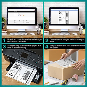 8.5x5.5 Labels Sticker Paper for Inkjet/Laser Printers - 100 Half Labels Sheets 200 Blank White Matte Printabel Label for Mailing, Shipping, and Organization