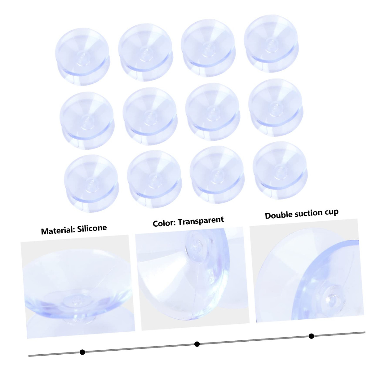 Double Sided Suction Cups, 12pcs Clear Silicone Bumpers Heavy Duty Desk Glass Suction Cups 20mm Double Sided Sucker Pads Bathroom Suction Cup Hooks Small Suction Cups