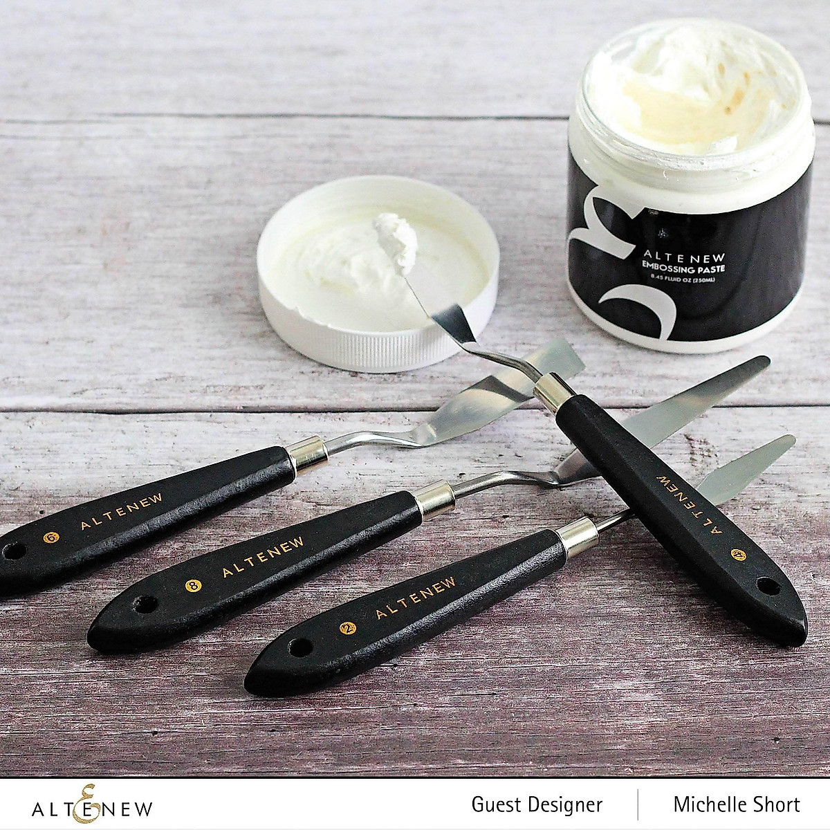 Altenew Mixed Media Palette Knife Set, 4 Stainless Steel Palette Knives with Wood Handles, Spatula Painting Knives with Flexible Different Sized Blades