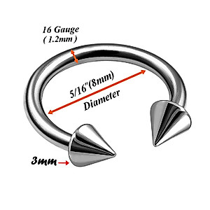 bodyjewellery 2pcs 16g Circular Barbell Titanium G23 Helix Tragus Lip Ring Cartilage Bite Snake Septum Ear Eyebrow Nose B2CCQ 8mm