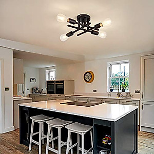 ZGLAOJT Semi Flush Mount 4 Light Ceiling Light Matte Black with E26 Base Modern Chandelier for Farmhouse Kitchen Dining Room Bedroom Study Living Room.