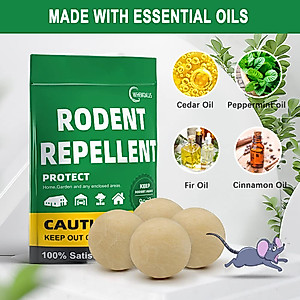 Whemoalus Rodent Repellent Peppermint,Mouse Repellent Balls, Mice Repellent for House,Rats Deterrent Indoor,Mint Rat Repellent for Home,Peppermint Oil to Repel Mice and Rats 12 Balls/Bag