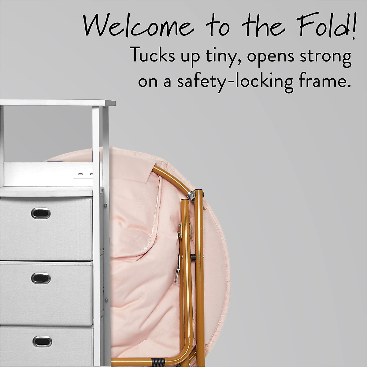 Heritage Kids Faux Fur Kids Saucer Chair, Blush with Gold Base