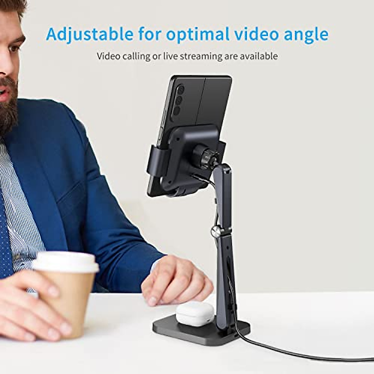 ANPULES Wireless Charger Stand for Z Fold 4/3/2, ANPULES [3 Coils] 2 in 1 Charging Station for Samsung Galaxy Buds 2 Pro/Pro / 2 / Live and Z Fold Series