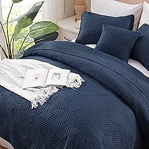 COZYART Navy Blue Quilt Set Queen Size