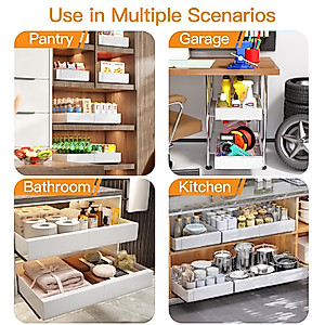 Expandable Pull-Out Cabinet Organizer with Adhesive Nano Film - For Kitchen, Pantry, Bathroom Storage