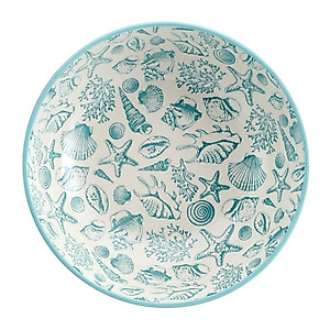 Pfaltzgraff Venice Set of 2 Pasta Bowls, 8 Inch, Teal and White