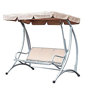 Ymiko Outdoor Swing Canopy, 3 Seat Chair Top Cover Swing Canopy Waterproof Cover for Patio Swing Garden Swing Outdoor (Beige)