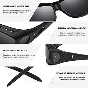 HYBBEI Sunglasses Fit Over Glasses, Polarized 100% UV Protection Wrap-around Sunglasses for Men & Women Driving