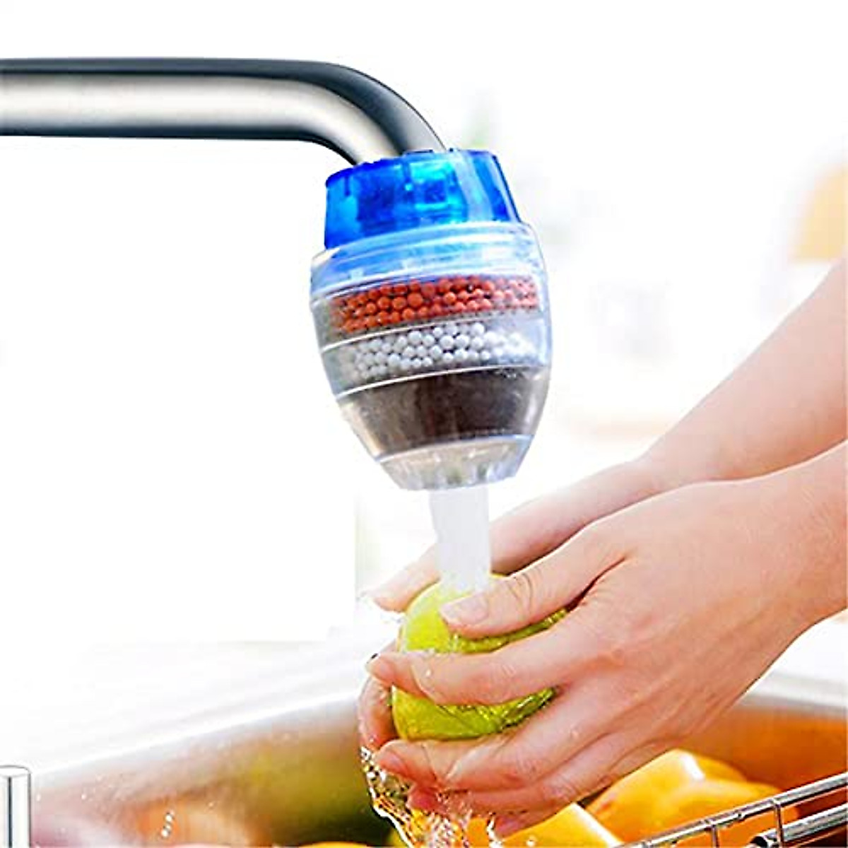 NC Water Filter 5 Layers Activated Carbon Water Purifier Kitchen Tap Filter Bathroom Faucet Filter Purification Tool for Home Use red