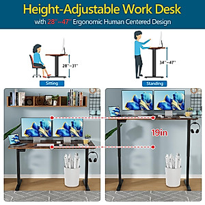 Adjustable Height Computer Workstation - Electric Lifting Sit Stand Desk, Rising Computer Table That Raises Up and Down for Home Office