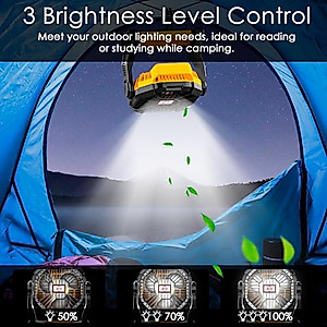 Sendowtek Portable Battery Fan with LED Light, 10400mAh Quiet Rechargeable Tent Fan with Hanging Hook 4 Speed Small USB Battery Powered Camping Fans for Travel Picnic Outdoor Indoor Cooling Sleeping