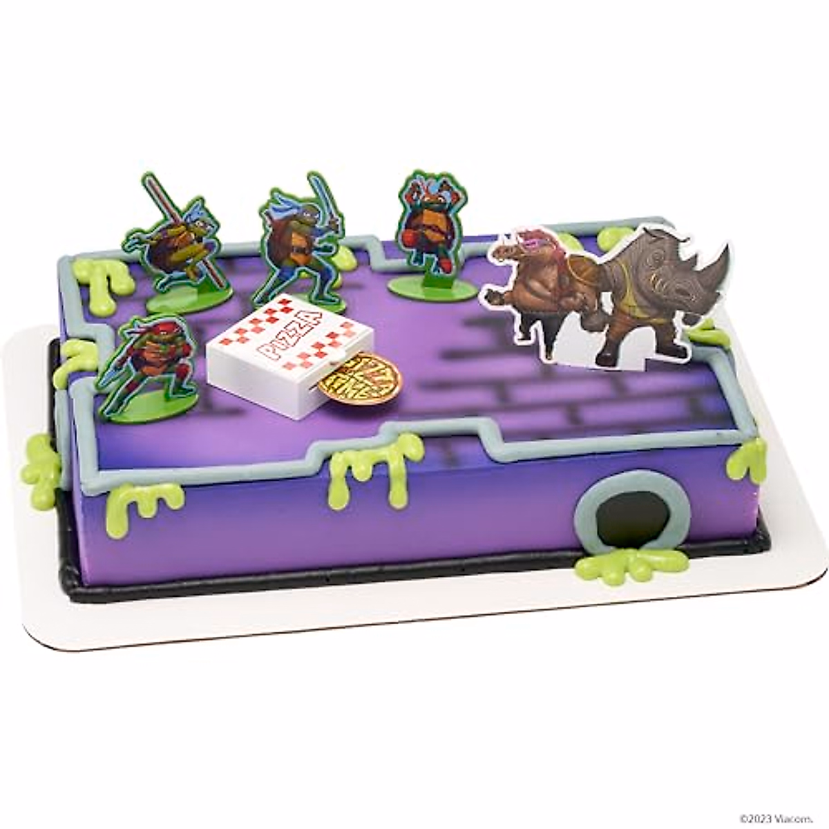 DecoSet® Teenage Mutant Ninja Turtles™ Pizza Power Cake Topper, 6-Piece Cake Decoration With Turtle Figurines, Cake Pic, And Pizza Launcher ! | For Birthday, Parties, Celebration