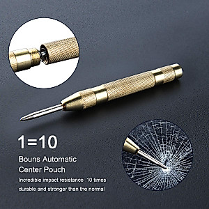 HYCLAT 5PCS Step Drill Bit Set & 1PC Automatic Center Punch | Titanium High-Speed Steel (HSS) Stepper Cone Drill Bit | Covering 50 Sizes(1/8''-1 3/8''), 135 Degree Point, with Aluminum Case