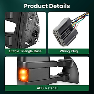 SCITOO Towing Mirrors fit for Ford Mirrors fit for Ford for F250 for F350 for F450 for F550 Super Duty 2003-2007 Signal Power Controlling Heated Convex Glass Manual Folding Telescoping (Pair)