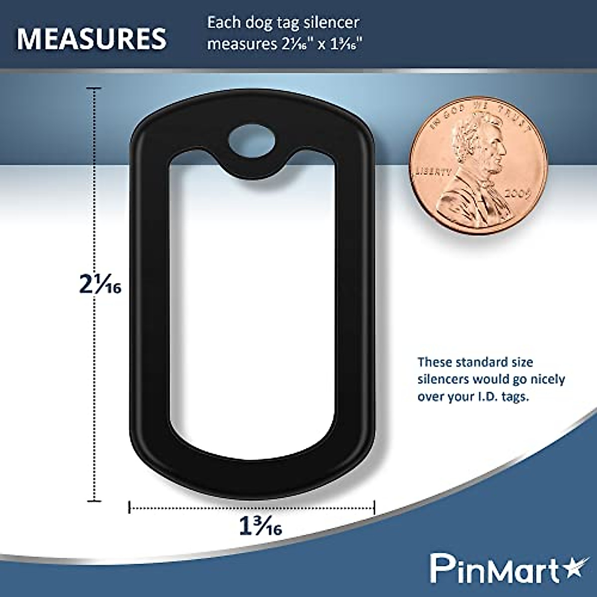 PinMart Military Dog Tag Silencer – Silicone Rubber ID Tag Protector – Tag Edge Bumper Prevents Noise & Scratching, Black