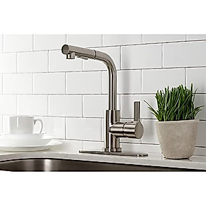 Kingston Brass LS2718CTL Continental Pull-Out Sprayer Kitchen Faucet, Brushed Nickel