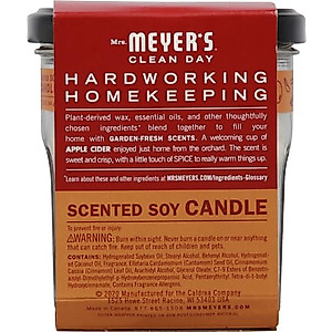 MRS. MEYER'S CLEAN DAY, Scented Soy Aromatherapy Candle, 35 Hour Burn Time, Made With Soy Wax And Essential Oils, Apple Cider, 7.2 Ounce