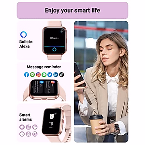 Smart Watch for Men Women(Call Receive/Dial), Alexa Built-in, 1.7" Touch Screen Fitness Tracker with Heart Rate Sleep Tracking, 60 Sports Modes, 5ATM Waterproof Smartwatch for Android iPhone, Pink