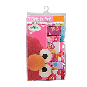Sesame Street Girls' Toddler 100% Combed Cotton Panties Multipacks with Favorites Elmo, Cookie Monster & Big Bird in 18M, 2/3T, 4T, 7-Pack