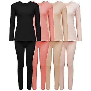 Taiyin 4 Pieces Fleece Lined Thermal Underwear Set for Women Long Johns Base Layer Winter Cold Weather Soft Warm Top Bottom (X-Large)