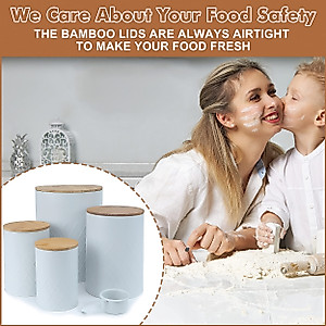 Bienvoun White Metal Canister Sets for Kitchen Counter - Set of 4 Kitchen Storage Containers with Lids, Flour and Sugar Containers, Coffee and Tea Canister, Farmhouse Kitchen Decor