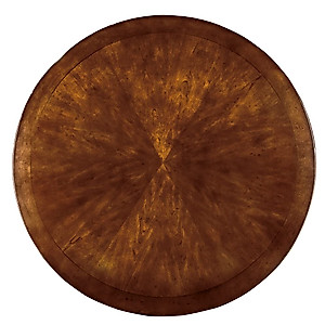 Hekman Furniture Bailey Round Coffee Table – Macadamia Finish, Lower Shelf, Rustic American Cherry Veneers & Select Solids, Lightly Distressed, Mid Century Modern Living Room Furniture