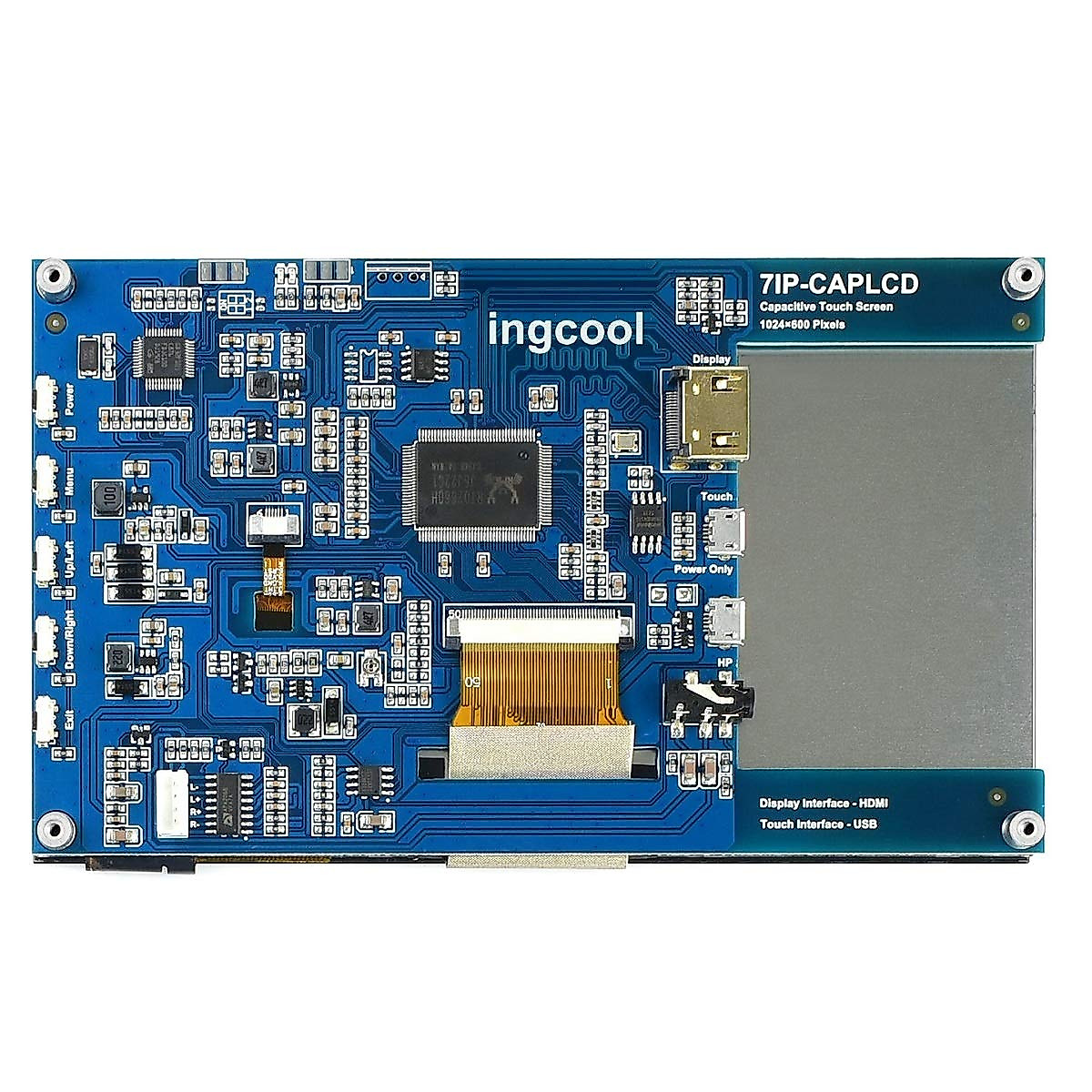Ingcool 7 inch HDMI LCD 1024x600 Resolution Capacitive Touch Screen IPS Display Module Compatible with Raspberry Pi 4 3 2 1 B B+ A+,Jetson Nano,Support Software Resolution (up to 1920×1080)