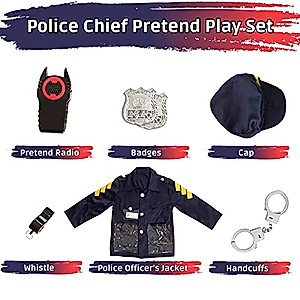 DRESS 2 PLAY Police Costume for Kids, Cop Toddler Dress Up Set Role Play With Accessories, Police Officer Costume for Kids Ages 3-7