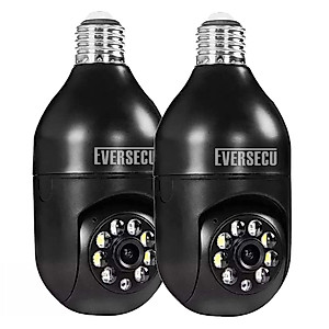 EVERSECU Tuya Smart Security Camera with E26/E27 Connector 1080P Wireless WiFi CCTV PTZ Camera 2-Way Audio/Motion Detection/Auto Tracking/Night Vision(2pcs)
