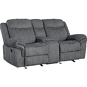 Acme Zubaida Reclining Loveseat with USB Dock and Console in 2-Tone Gray Velvet