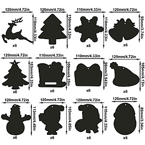 72 Pieces Christmas Scratch Ornaments Scratch Art Ornaments Scratch Paper Craft Hanging Craft Art Kits with Wooden Stick and Rope for Kids Christmas Party Decorations