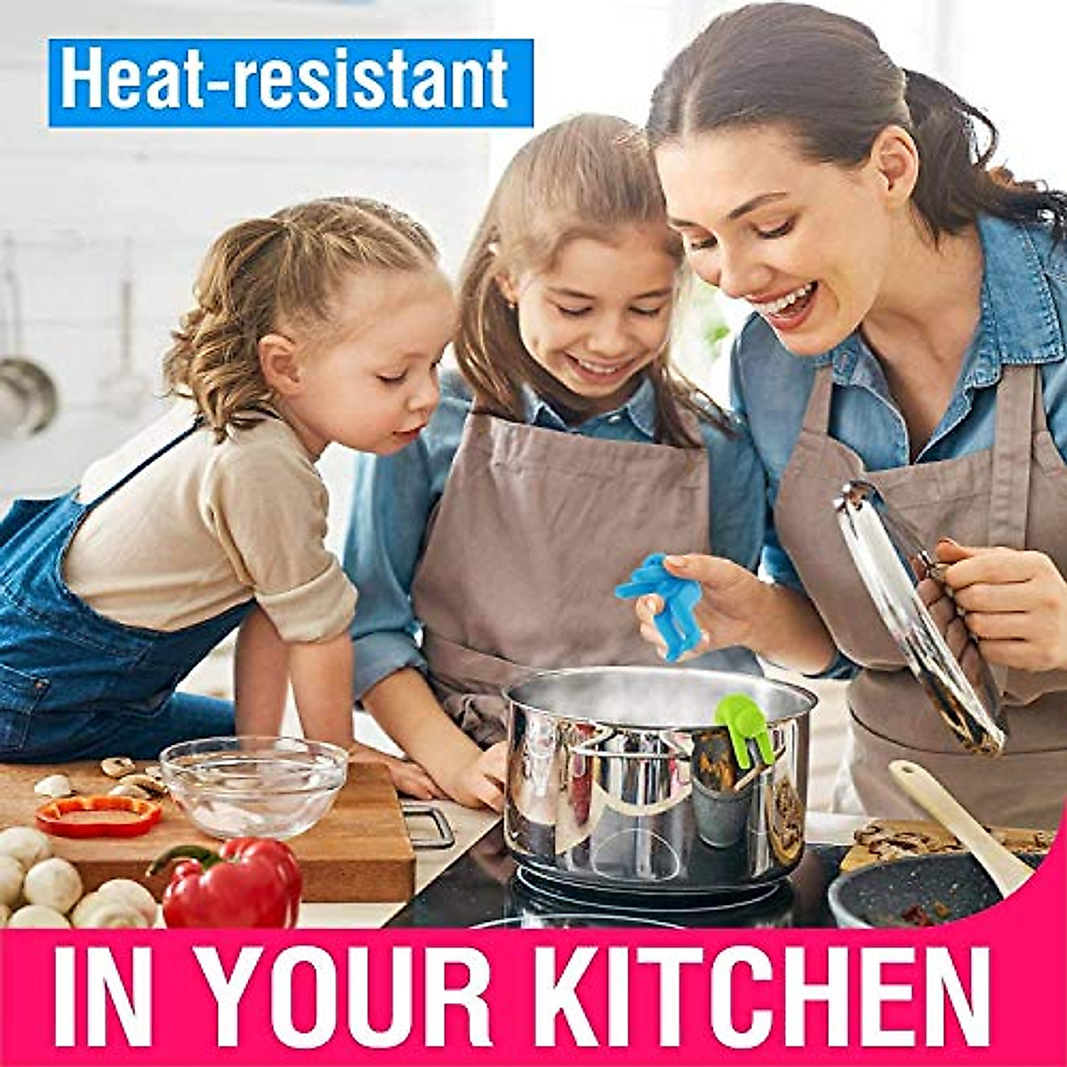 6 Pack Spill-proof Pot Lid Lifter - Keep Lids Open