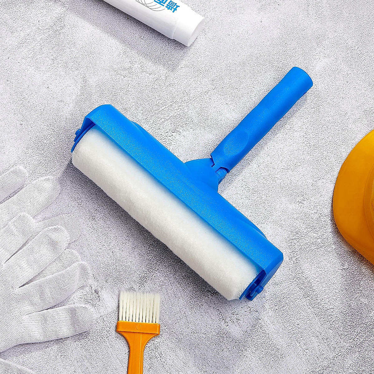 Lasnten 2 Pcs 10 Inch Ceiling Paint Roller with Shield Roller and Shield with Adjustable Head Ceiling Paint Roller No Drip Kit Roller Paint Brush for Painting Ceilings Walls Without Splatter