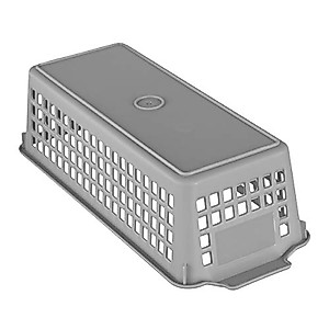 Plastic Storage Basket - 4 Pack Plastic Storage Basket Tray, Gray Stackable Plastic Weave Basket, Organizing Baskets for Home Bathroom Kitchen or Office Desktop