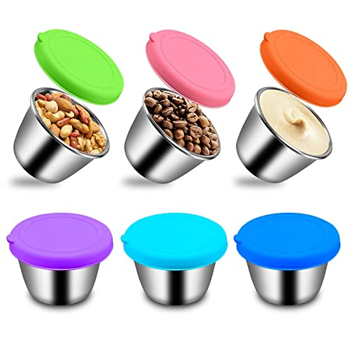 Frenflu Salad Dressing Container To Go, 6 X1.6oz Salad Container For Lunch, Stainless Steel Condiment Containers With Lids, Reusable Salad Dressing Container