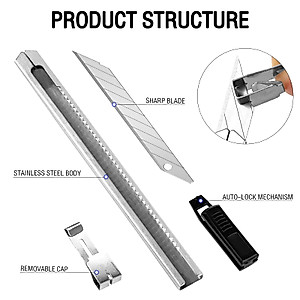 WRAPXPERT Utility Knife Retractable,30 Degree Snap Off Blade 9MM,Sharp Box Cutter Knife，Pack of 3