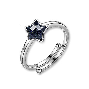 Palpitate Star Rings for Women Adjustable Blue Gravel Stars Rings Jewelry Gifts for Women Wife Her Friends