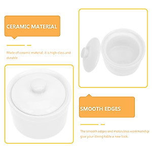 Angoily 2pcs Ceramic Stew Pot with Lid Small Steam Soup Bowl Steaming Cup Stockpot Cookware for Egg Custard Medicinal Birds