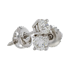 IGI Certified 0.50 Carat Clear Lab-Created Diamond Stud Earrings 14k White Gold Womens Screw Back VS2-SI1