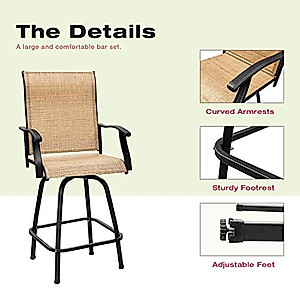 Homall Bar Height Patio Set 2 Swivel Bar Stools and Bar Table