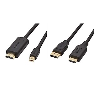 AmazonBasics Mini DisplayPort to HDMI Display Adapter Cable - 6 Feet Bundle with Amazon Basics DisplayPort to HDMI Display Cable - 6 Feet