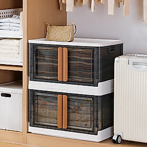 UrbanX Collapsible Storage Cabinet- Versatile and Easy to Assemble Storage Solution for Home and Office- Storage Bins With Lids/Plastic Storage/Stackable- 19 Gal Folding Storage Box- White- 2 pieces