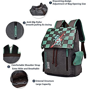 Anime Backpacks Canvas Shoulders bag 3D Print Back Pack for Anime Fans (Green)