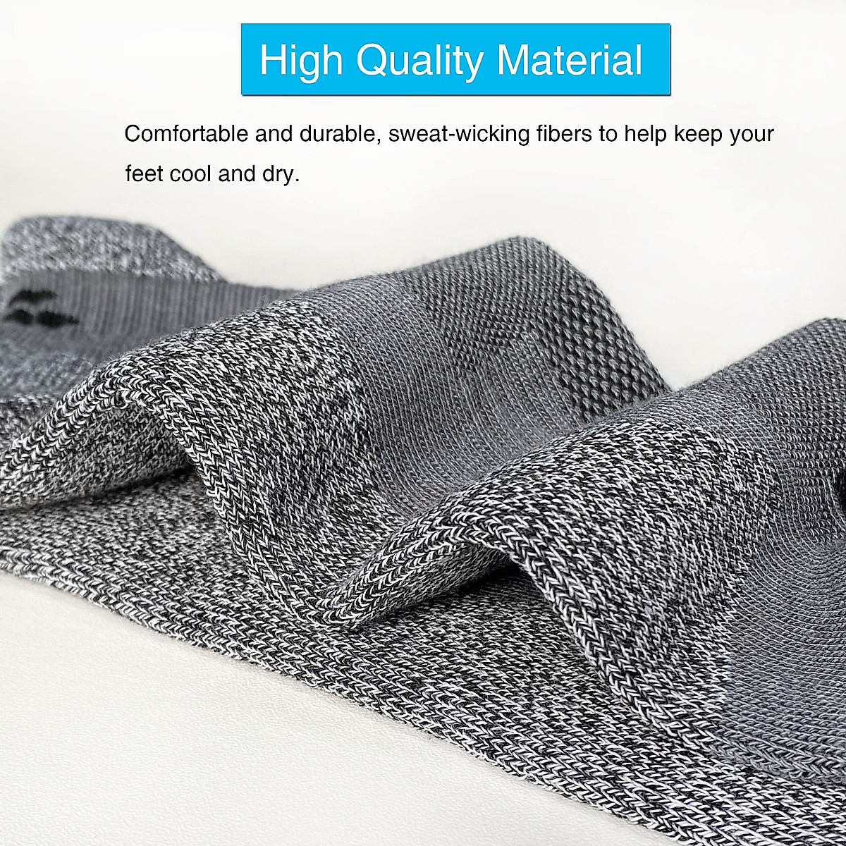 APTYID Men's Performance Cushion Ankle Athletic Running Socks, Dark Gray, Size 9-12, 6 Pairs