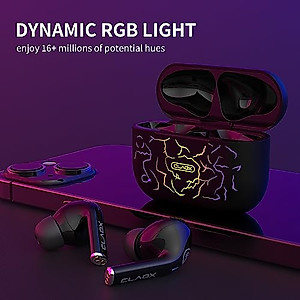CLAOX Flash Wireless Earbuds, Active Noise Cancelling, Bluetooth Earbuds with Microphone, RGB Light Charging Case, IPX6 Waterproof, USB-C Fast Charge, 80Hrs Battery Life, for Gaming Sport & Work