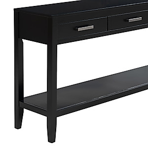 Quarte Modern 3-Drawer Console Table with 1 Shelf,Solid Wood Entryway Sofa Side Table for Hallway, Living Room, Foyer, Corridor, Easy to Assemble (Black#3-Drawer)