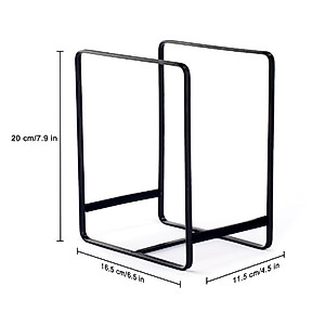 Klyuqoz Plate Organizer for Cabinet, 2Pack Metal Plate Holders,Plate Racks for Kitchen Cabinets, For Pantry, Shelves, Frying Pans, Lids, Cutting Boards, Vertical Or Horizontal Placement (Black)