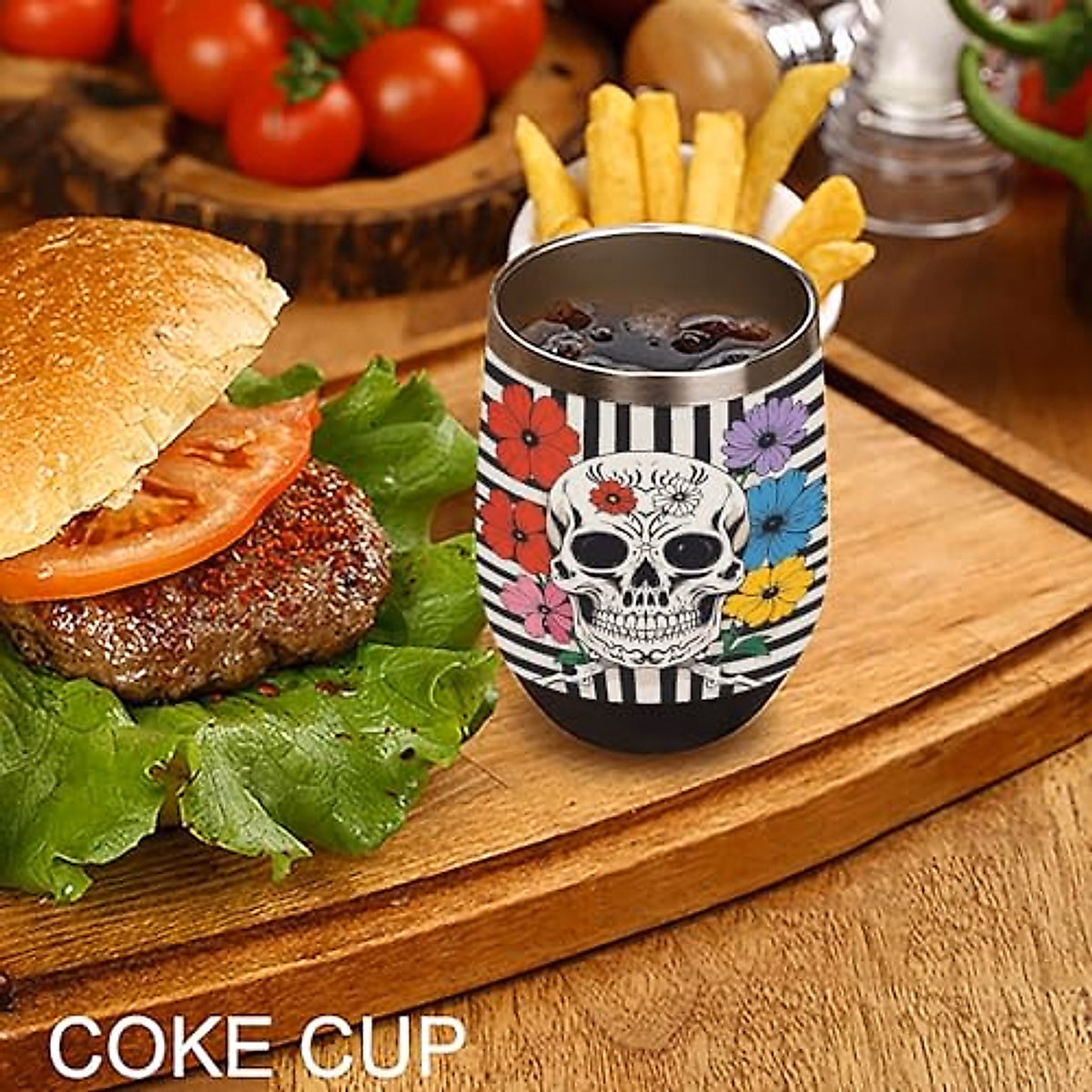 OPTKSNCU 304 Stainless Steel Insulated Cup with Lid, Black And White Stripes Print Durable, And Easy to Clean – Ideal for Home, Office, And Gift Giving