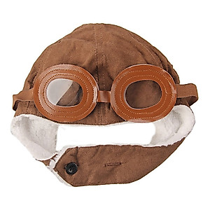 Ewanda store Unisex Baby Kids' Pilot Aviator Fleece Warm Hat Cap with Earmuffs(Brown)